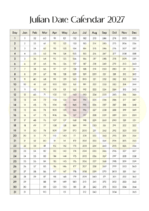 Printable Julian Date Calendar 2027 - Date Today's