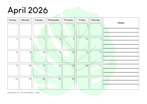 Printable April 2026 Calendar with Holidays - Printable PDF