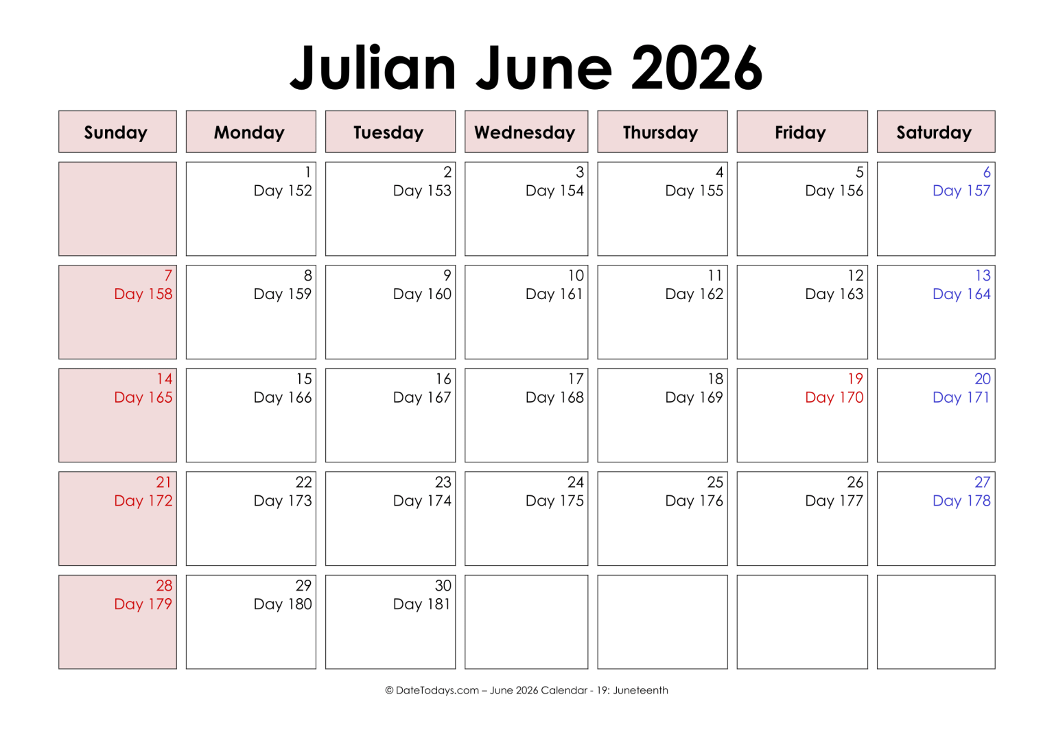 Printable Julian Date Calendar 2026 - Julian Date Today